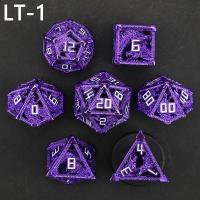 China Metal hollow dice set polygonal dragon DND dung dungeon and dragon dice 7 dice for sale