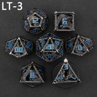 China Metal hollow dice set polygonal dragon DND dung dungeon and dragon dice 7 dice for sale