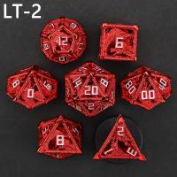 China Metal hollow dice set polygonal dragon DND dung dungeon and dragon dice 7 dice for sale