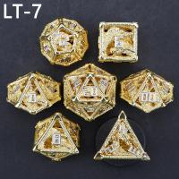 China Metal hollow dice set polygonal dragon DND dung dungeon and dragon dice 7 dice for sale
