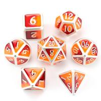 China Customized metal DND dice color solid polyhedron metal dice set with silver numbers, used for chessboard game D & D for sale
