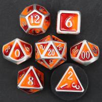 China Customized metal DND dice color solid polyhedron metal dice set with silver numbers, used for chessboard game D & D for sale