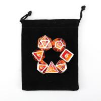 China Customized metal DND dice color solid polyhedron metal dice set with silver numbers, used for chessboard game D & D for sale
