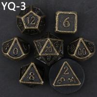 China Customized metal DND dice color solid polyhedron metal dice set with silver numbers, used for chessboard game D & D for sale