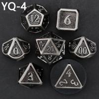 China Customized metal DND dice color solid polyhedron metal dice set with silver numbers, used for chessboard game D & D for sale