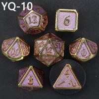 China Customized metal DND dice color solid polyhedron metal dice set with silver numbers, used for chessboard game D & D for sale