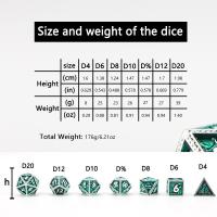 China Green DND Dragon and Dungeon Metal Dice Set Customized Personalized Rune Dice Set for sale