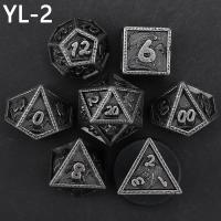 China Green DND Dragon and Dungeon Metal Dice Set Customized Personalized Rune Dice Set for sale