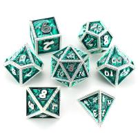 China Green DND Dragon and Dungeon Metal Dice Set Customized Personalized Rune Dice Set for sale