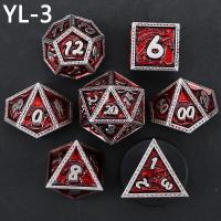 China Green DND Dragon and Dungeon Metal Dice Set Customized Personalized Rune Dice Set for sale