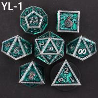 China Green DND Dragon and Dungeon Metal Dice Set Customized Personalized Rune Dice Set for sale