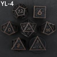 China Green DND Dragon and Dungeon Metal Dice Set Customized Personalized Rune Dice Set for sale