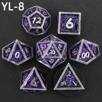 China Green DND Dragon and Dungeon Metal Dice Set Customized Personalized Rune Dice Set for sale