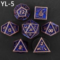 China Green DND Dragon and Dungeon Metal Dice Set Customized Personalized Rune Dice Set for sale