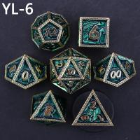 China Green DND Dragon and Dungeon Metal Dice Set Customized Personalized Rune Dice Set for sale