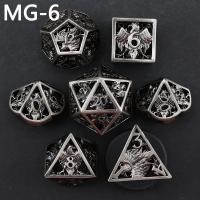 China Hollow metal dice set polyhedron custom dice dragon and dragon dice board game for sale