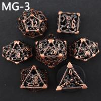 China Hollow metal dice set polyhedron custom dice dragon and dragon dice board game for sale