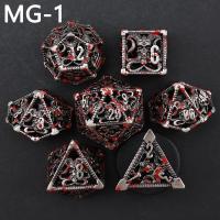 China Hollow metal dice set polyhedron custom dice dragon and dragon dice board game for sale