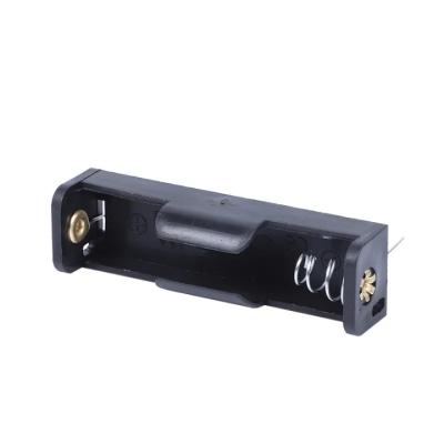 China 1AA battery holder with pins, high-quality plastic black battery storage box, ISO CE certified, includes BMS for sale