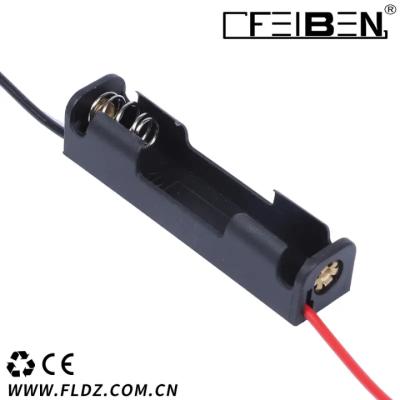 China 1AAA battery holder with wire, high-quality plastic black battery storage box, ISO CE RoHS certified for sale