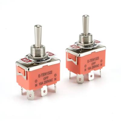 China E-TEN1322 6-pin 2-position toggle switch 1322 rocker switch, 12MM push-button switch, six-pin two-position current-boosting screw terminal for sale