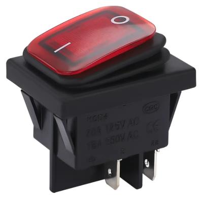 China KCD4 Waterproof 4P Lighted Rocker Switch, 2 Positions, 16A/20A, 250V/125V, 50,000 Cycle Life for sale