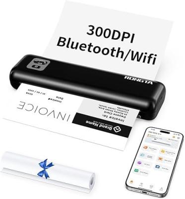 China Rongta Portable Printers Wireless for Travel, 300DPI WiFi & Bluetooth Mobile Thermal Inkless Printer for School/Office/Home Use for sale