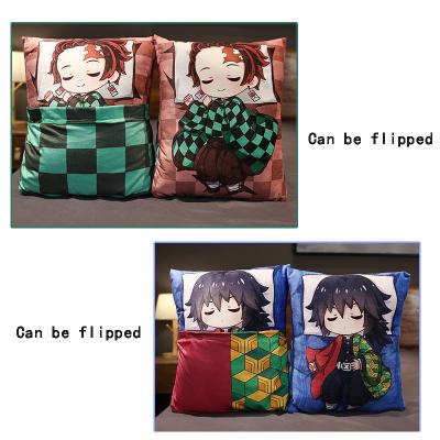 China Kamado Nezuko Kamado de tanjiro plush pillow anime reversible plush pillow cotton demon cosplay toy for sale