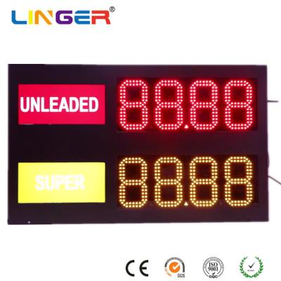 China Double Sided LED Gas Price Sign Red / Yellow Gas Station LED Price Display For High Visibility for sale