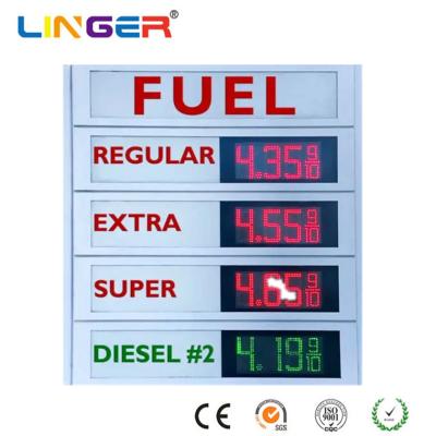 China 4 Line Petrol Station Price Board HD Gas Station Sign Board White With Moving Text Sign for sale