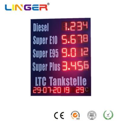 China 8.889 Gas Station Price Signs Auto Adjusting Gas Price Display Signs With Temperature and Date for sale