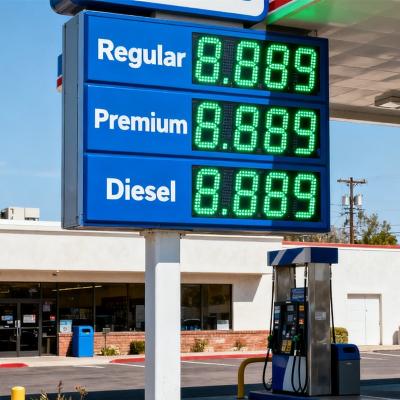China Multi Lines Gas Price Display Signs 8.889 Format Digital Gas Price Signs Green Color for sale