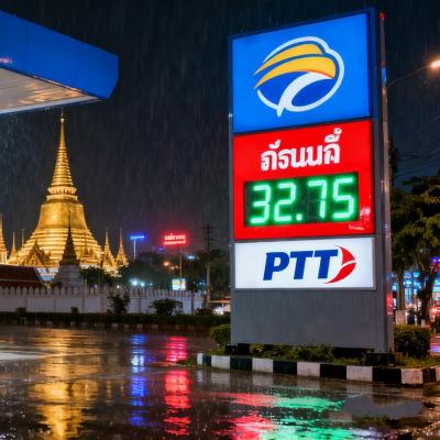 China Thailand Market Gas Station LED Price Display Green LED Gas Price Sign Customized Logo for sale