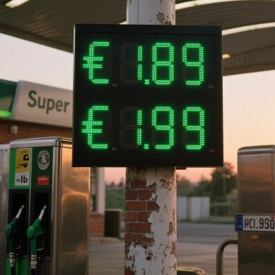 China 12 Inch Gas Station LED Display 8.88 Format LED Gas Price Displays Outdoor With Euro Symbol for sale
