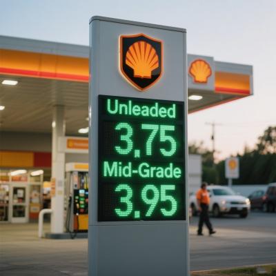 China White Frame Gas Station Board 8.88 Digital Gas Price Sign Green Color for sale