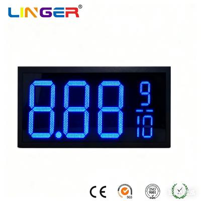 China 400mmx1000mm LED Fuel Price Signs Blue Color Gas Price Display Waterproof For USA Gas Station for sale
