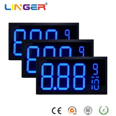 China Blue Electronic Gas Price Signs 8.88 9/10 Format Gas LED Signs 17cmX30cm Digit Size for sale