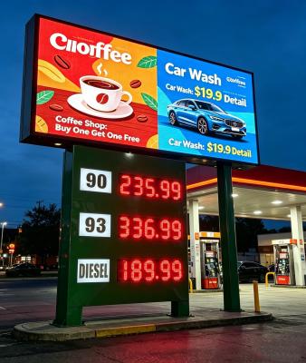 China Led oil price display with an advertising screen for Free customized design for sale