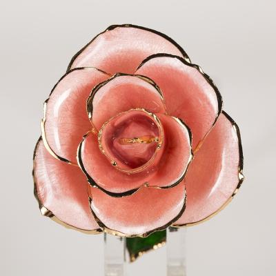 China Wholesale Real Rose Dipped 24k Gold  Preserved Fresh Flower Peach pink Everlasting Rose for Valentine's Day, Birthday Gifts for sale