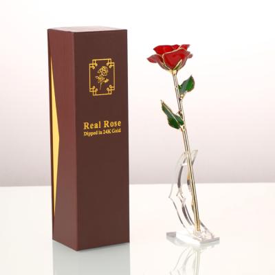 China Hot Manufacture Supply 24K Gold Plated Real Preserved Fresh Rose Gold Rose  for Valentines Day Direct Factory Wholesale for sale