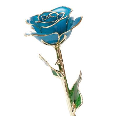 China Wholesale Long Stem 24K  Lacquer gold Dipped Trimmed  Rose for Christmas and valentine's day gifts for sale