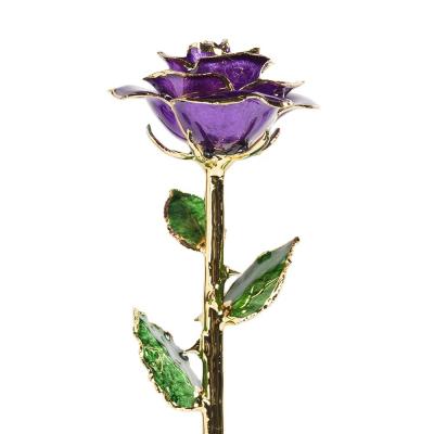 China Purple Rose 24Kt Gold Dipped Natural Rose Manufacture Directly Supply  Gold Platedd Rose  for Christmas  Gift Wholesale for sale