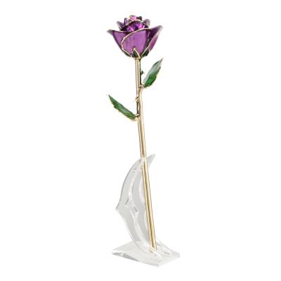 China 24k Flowers Gilded Rose Factory Direct Birthday Valentine Christmas Wedding Gifts Office Decoration for sale
