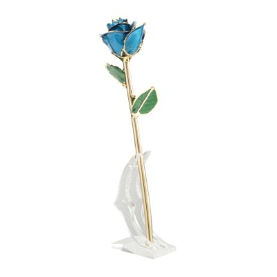China 24k Gold Plated Rose Dark Blue Eternal Rose Gift Manufacturer Wholesale Valentine's Day Christmas Creative Ornaments for sale