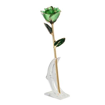 China Love Source Authentic Gold Plated Rose Crafts Office and Home Decoration Decorative Ornaments Gold Plated Rose Flowers for sale