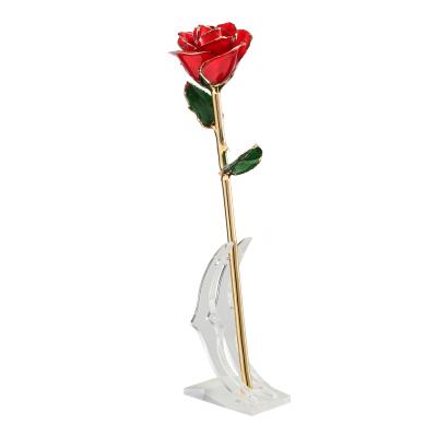 China 24k Gold Plated Rose Red Eternal Rose Gift Manufacturer Wholesale Valentine's Day Christmas Creative Ornaments for sale