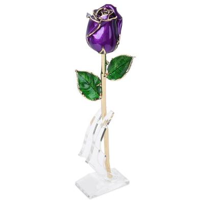 China 24k Gold Trimmed Rose Hot Sale Everlasting Rose Golden Rose Factory Direct Sales Valentine's Day Christmas Gifts Home Decoration for sale