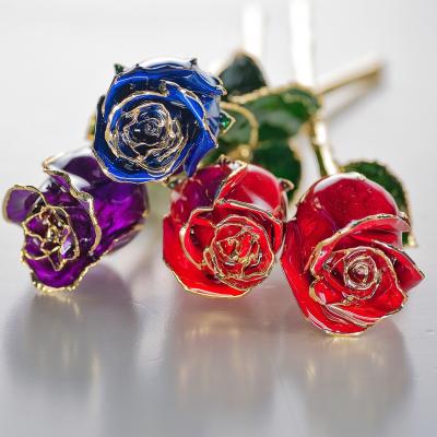 China Manufacture Supply Gold Plated Roses Natural Rose with Stem for Gifts Eternal Fresh for Valentine's Day  Christmas Gifts for sale