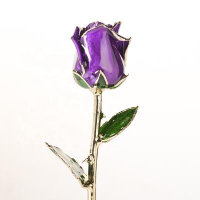 China 24k Gold Trimmed Rose Fresh Preserved Flower Gold Plated Natural Rose Handmade Preserved Rose for sale