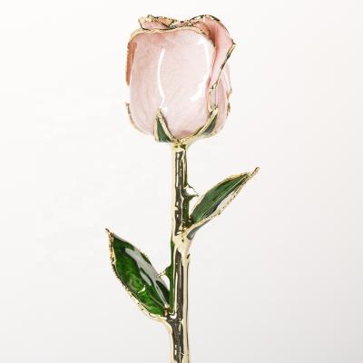 China 24k Gold Plated Rose Fresh Rose with Stem Present  Rose Gift Valentine Mother Day Eternal Rose Preserved Flower for sale